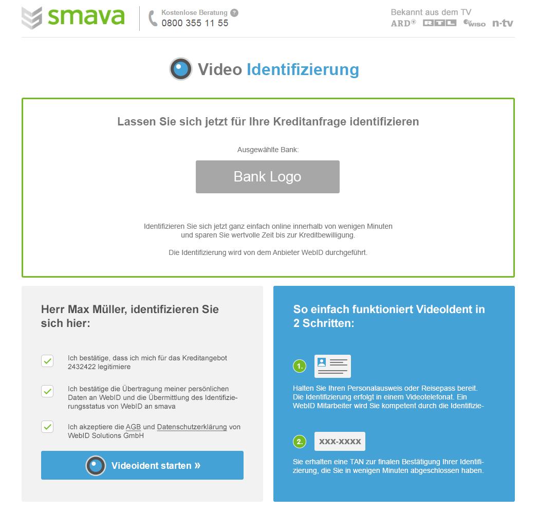 Videoident: Kredit mit Online Identifizierung beantragen | SMAVA